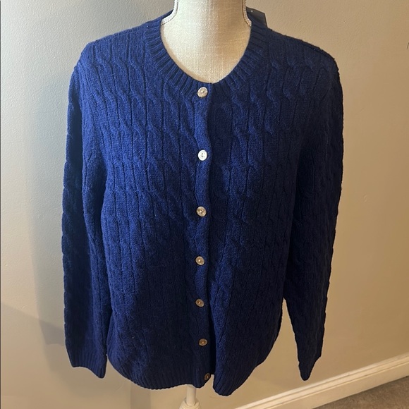 Appleseed's | Sweaters | Appleseeds Navy Cableknit Wool Cardigan ...